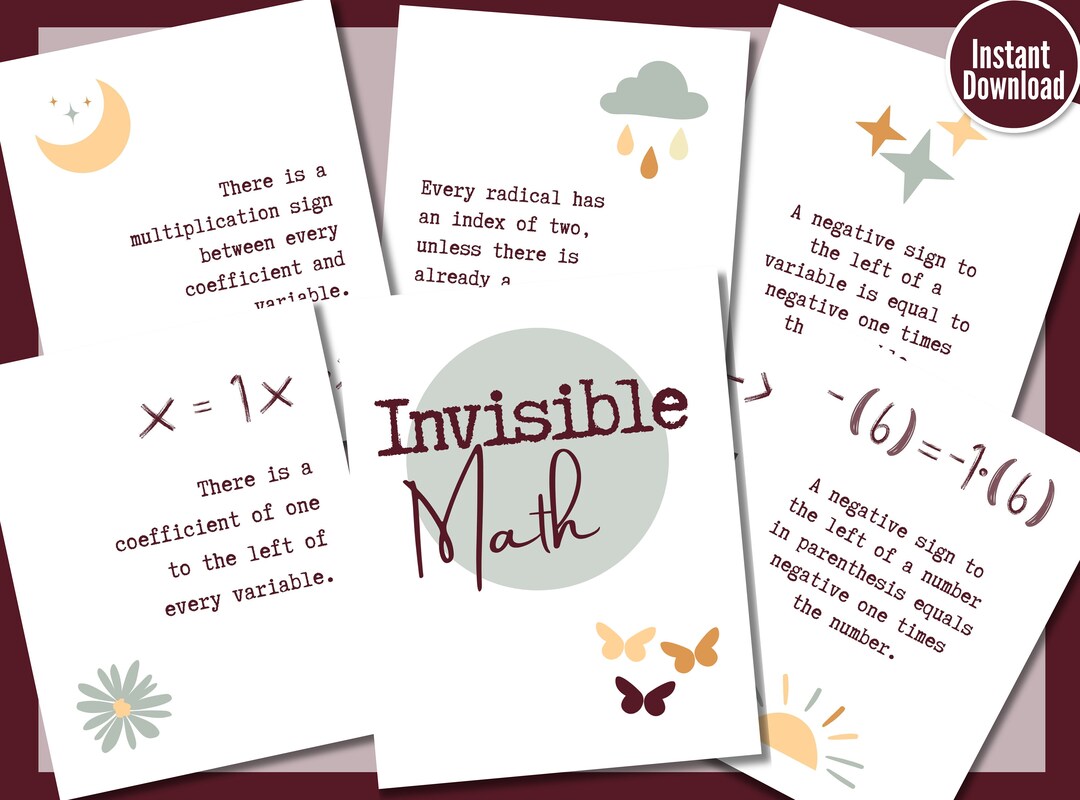 Invisible Math Posters Algebra Classroom Posters Geometry - Etsy