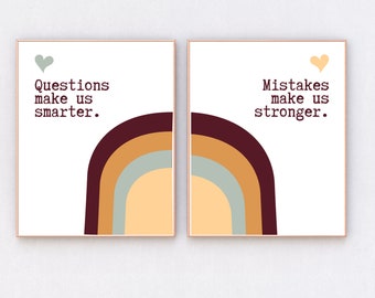 Class Birthdays Printable Posters Boho Rainbow Birthday - Etsy