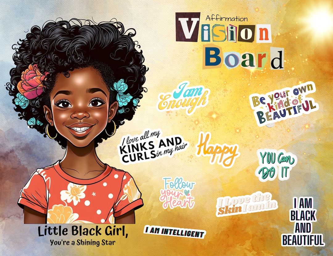 Vision Board Kit for Little Girls: Little Black Girl | Affirmations ...
