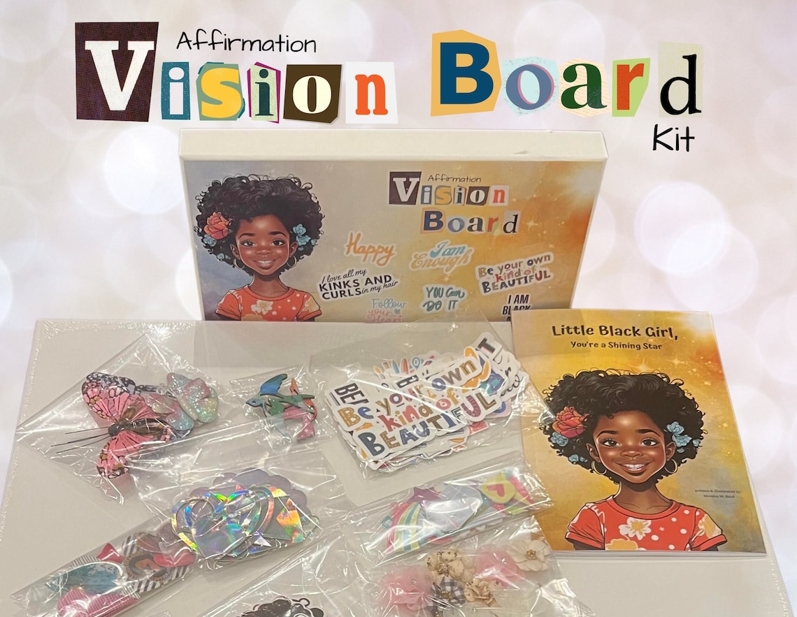 Vision Board Kit for Little Girls: Little Black Girl | Affirmations ...
