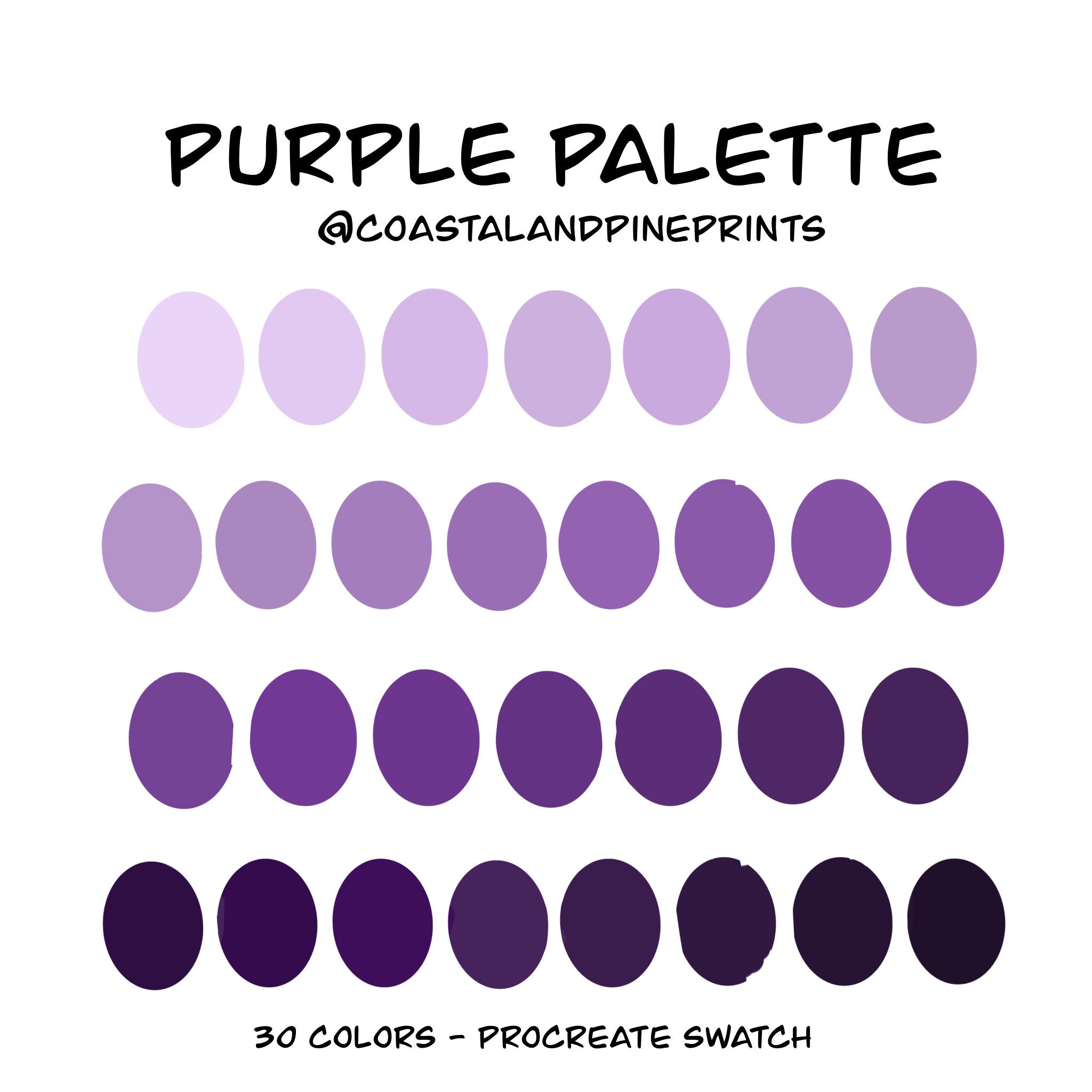 Purple Color Palette Procreate Palette Swatch Purple | Etsy