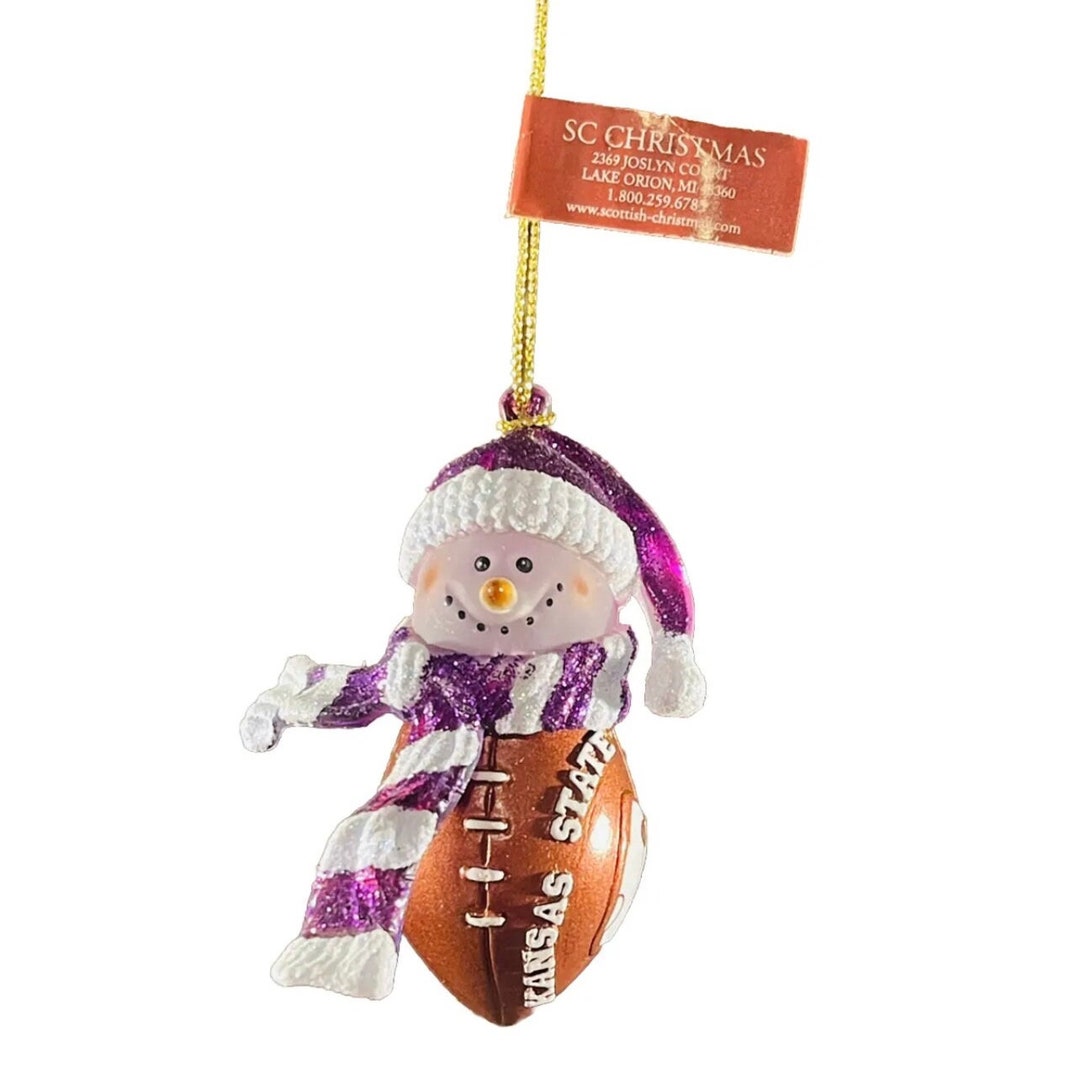 Kansas State Wildcats Striped Acrylic Snowman Football Ornament 3” - Etsy