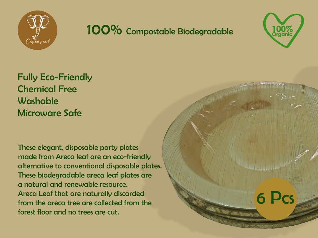Biodegradable Areca Plates PALM LEAF Plates, Bamboo Style - 8 Inch(20cm ...