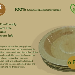 Biodegradable Areca Plates PALM LEAF Plates, Bamboo Style - 8 Inch(20cm ...