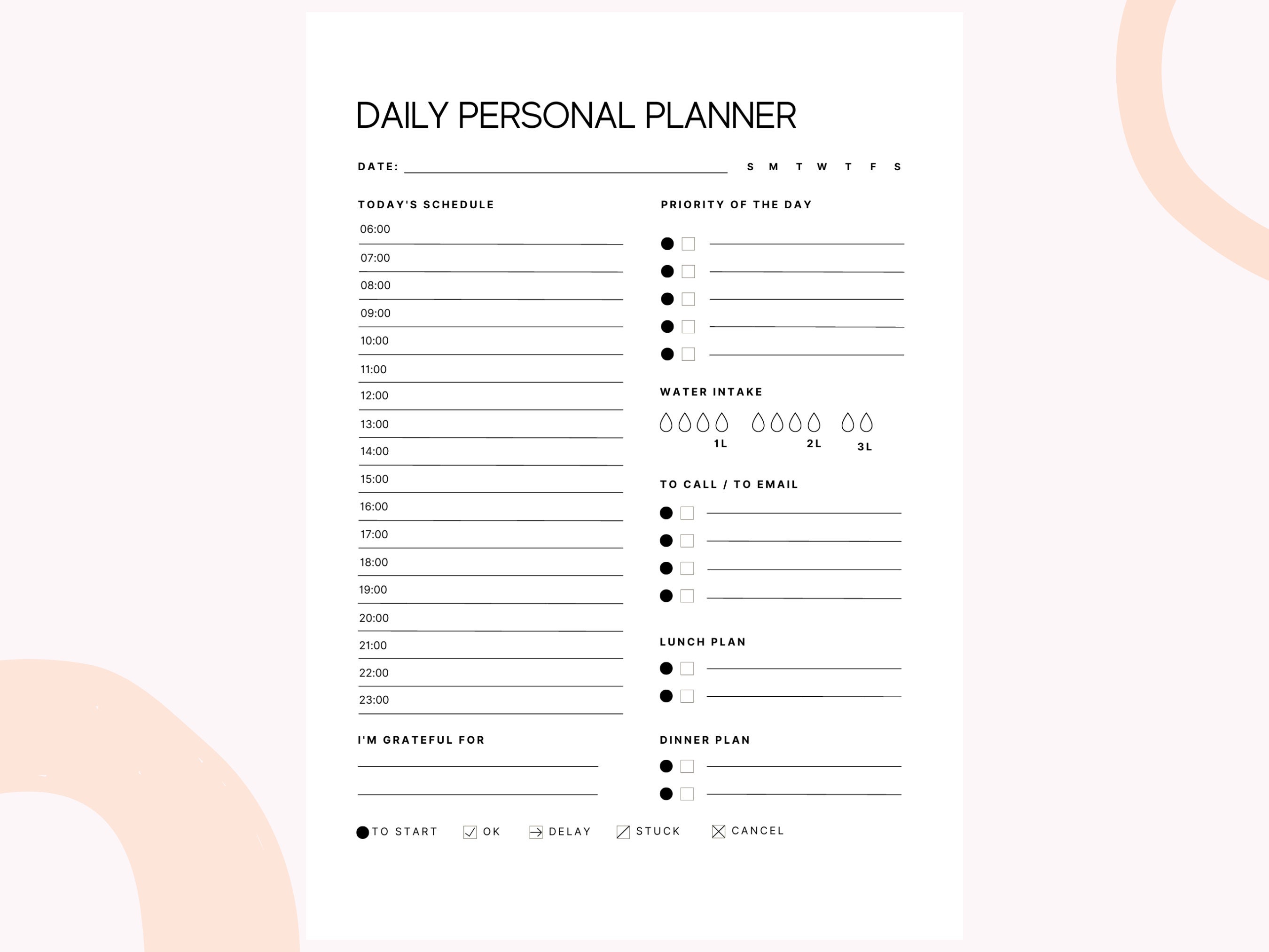Minimalist Daily Planner, Printable to Do List for Studying/work ...