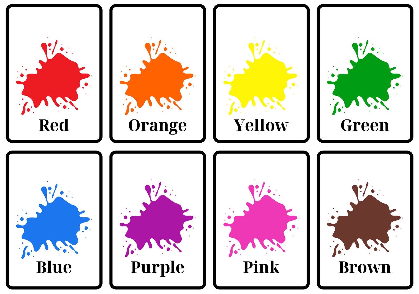 First Colour Flashcards Printable Etsy