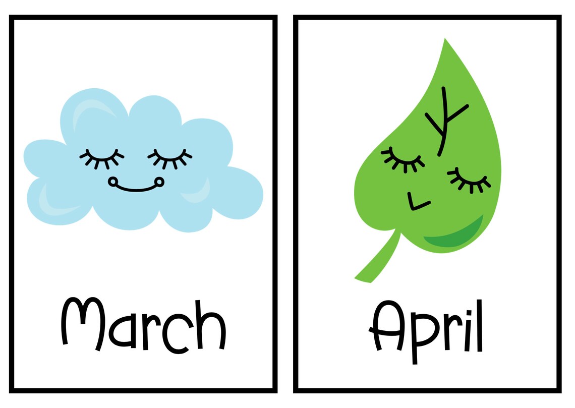 Month Flashcards Seasons Learning Flashcards Flashcard - Etsy