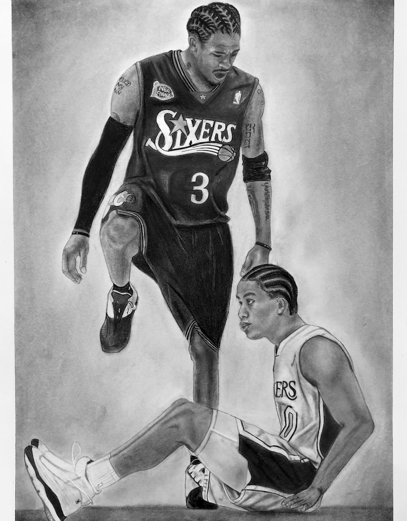 Allen Iverson Step Over Original Drawing | Autographed by Iverson W ...