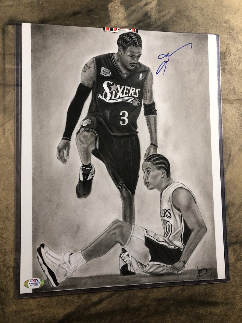 Allen Iverson Step Over Original Drawing | Autographed by Iverson W ...