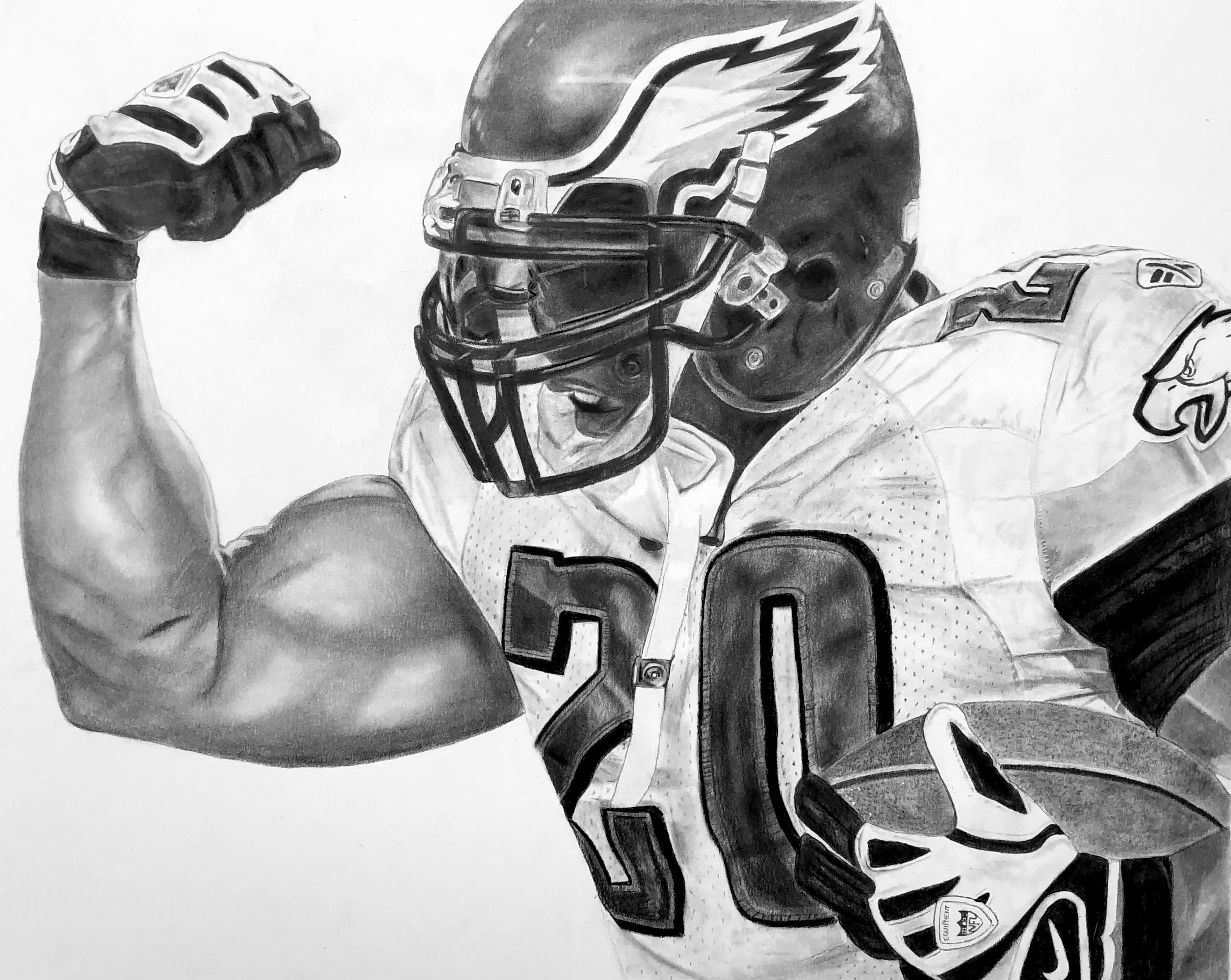 Brian Dawkins Art Print 11x14 Sketch - Etsy