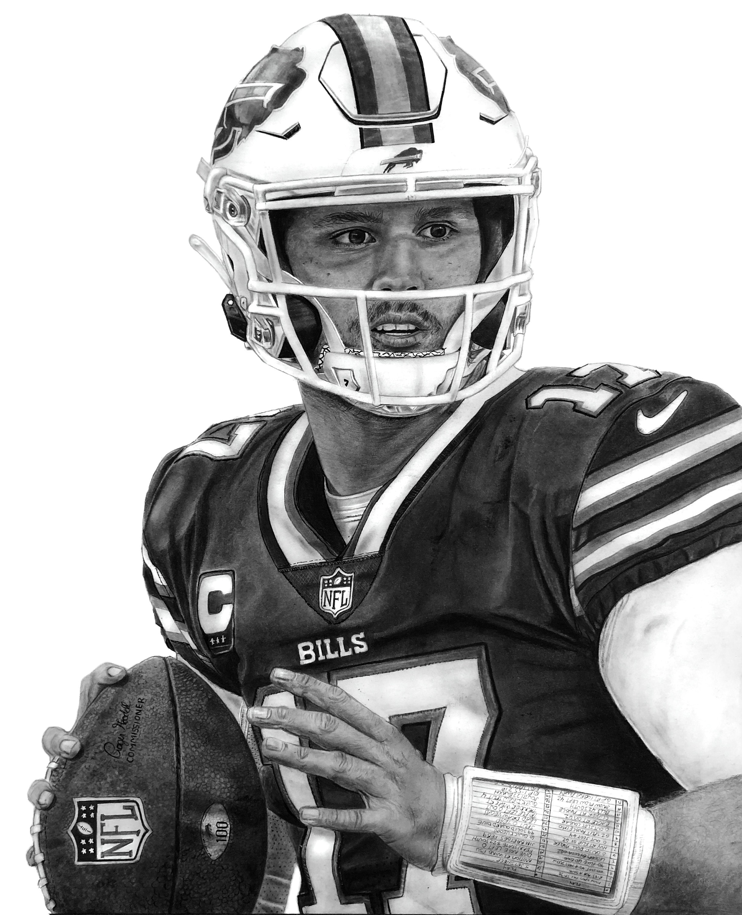 Josh Allen Art Print - 11"x14" - Sketch - Buffalo Bills - Etsy