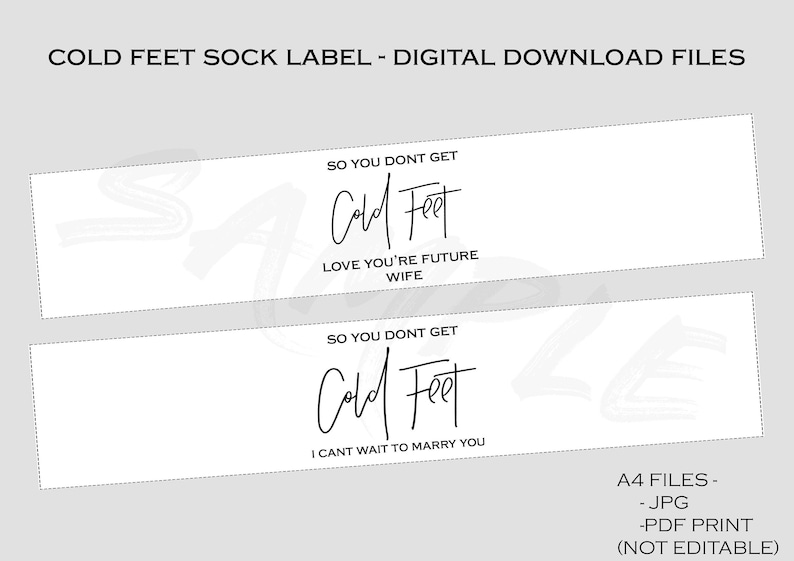 So You Don't Get COLD FEET - Sock Label, Digital Download - Gift for ...