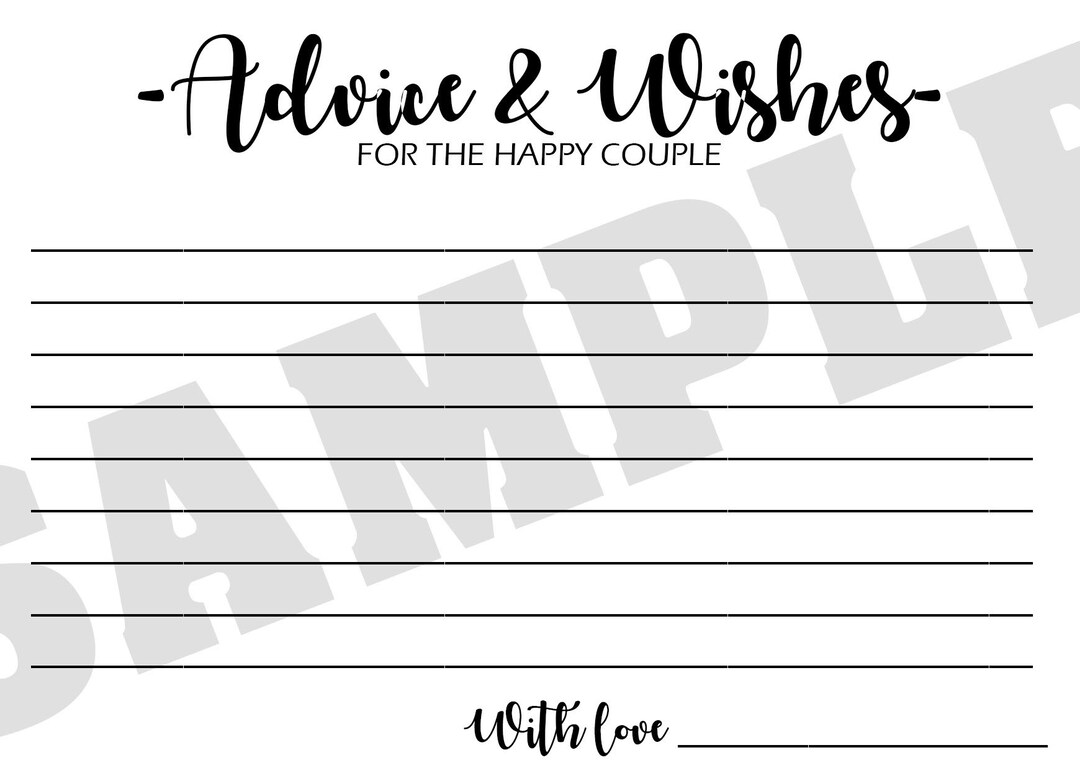 Wedding Card Advice and Wishes for the Bride and Groom | Printable ...