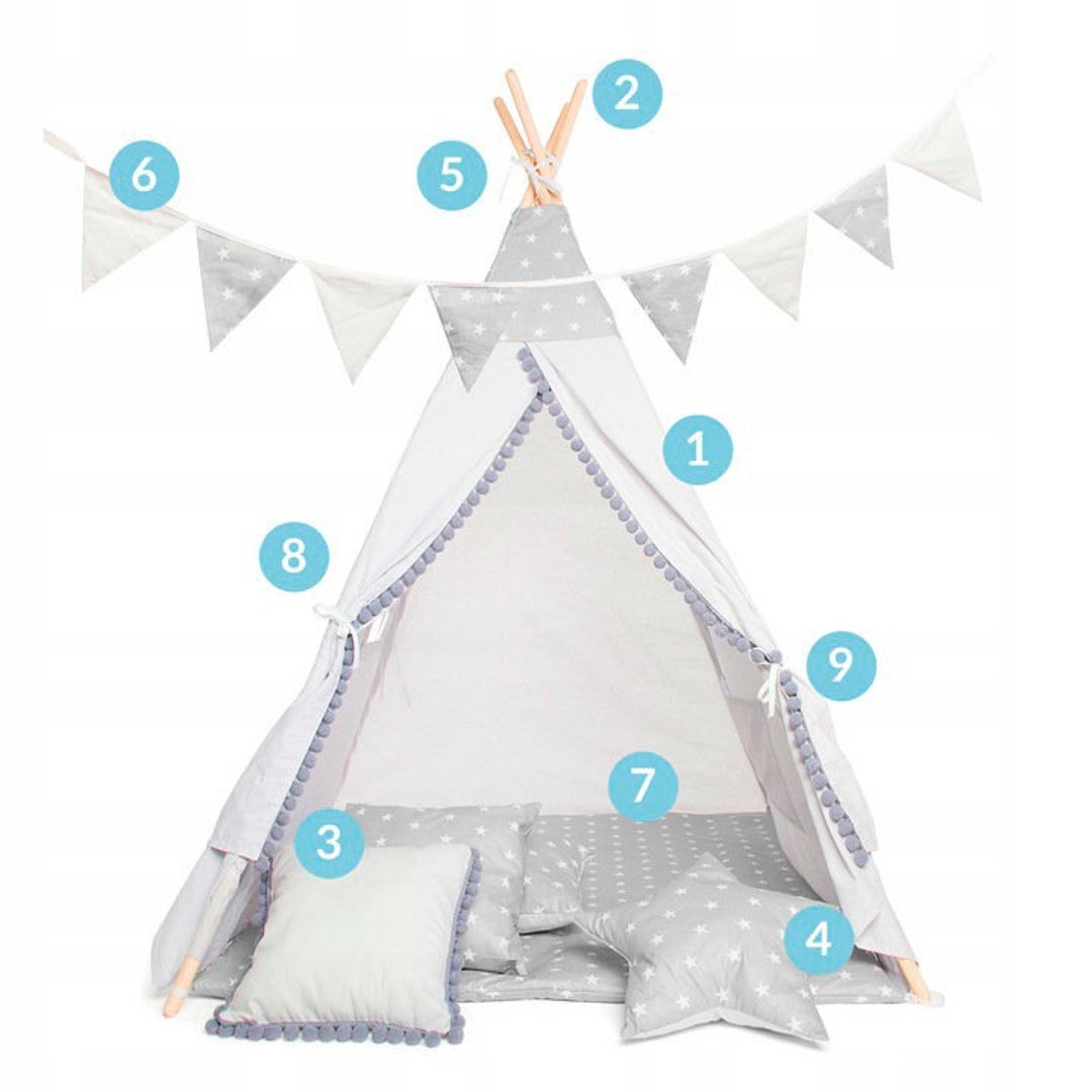 Beautiful Children's Play Tent TIPI SET Teepee 7 Elements Indian Tent ...