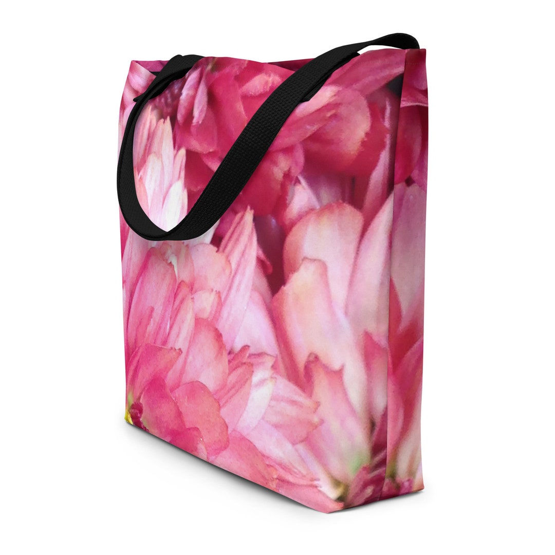 Pretty in Pink Beach Bag | Canvas Beach Bag | Large Inside Pocket ...
