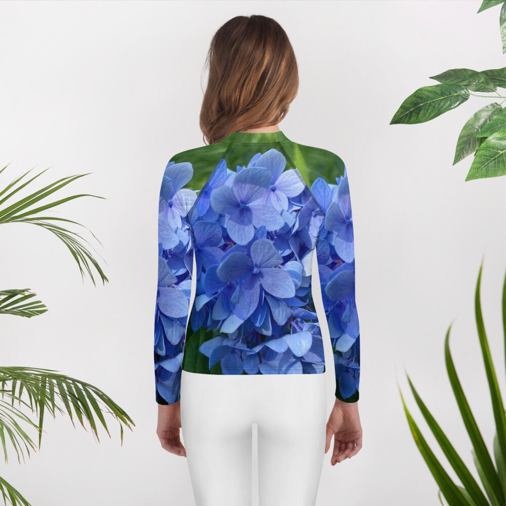 Indigo Youth Rash Guard Shirt Blue Floral Kids Long Sleeve - Etsy