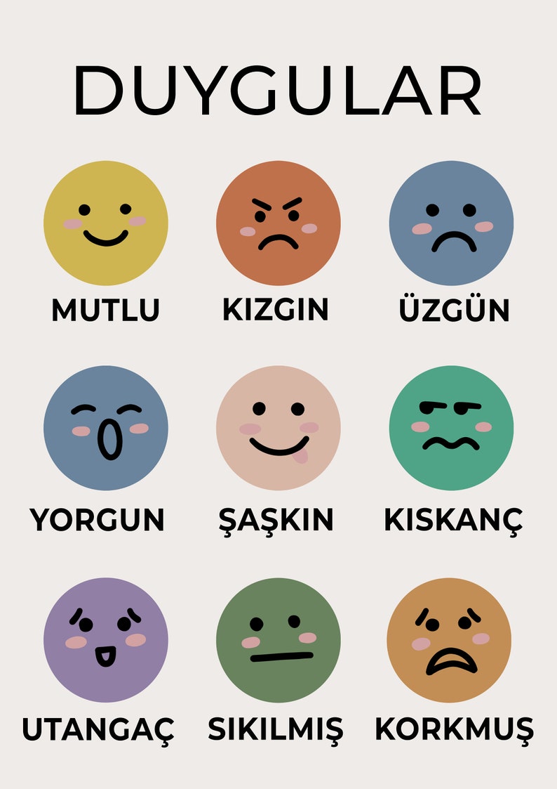 Learn Turkish - Feelings | Duygular - Etsy