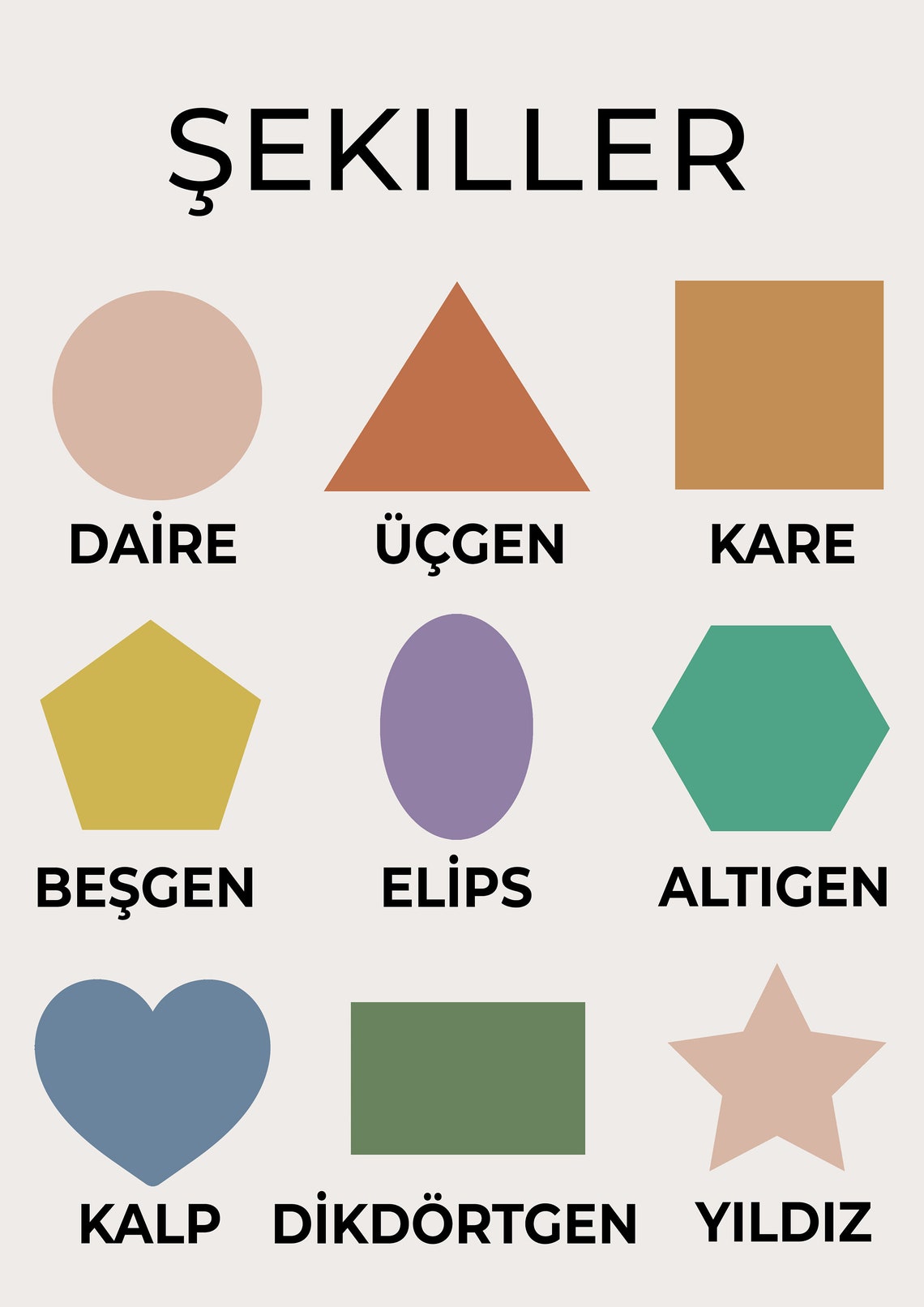 Learn Turkish - Shapes | Şekiller - Etsy