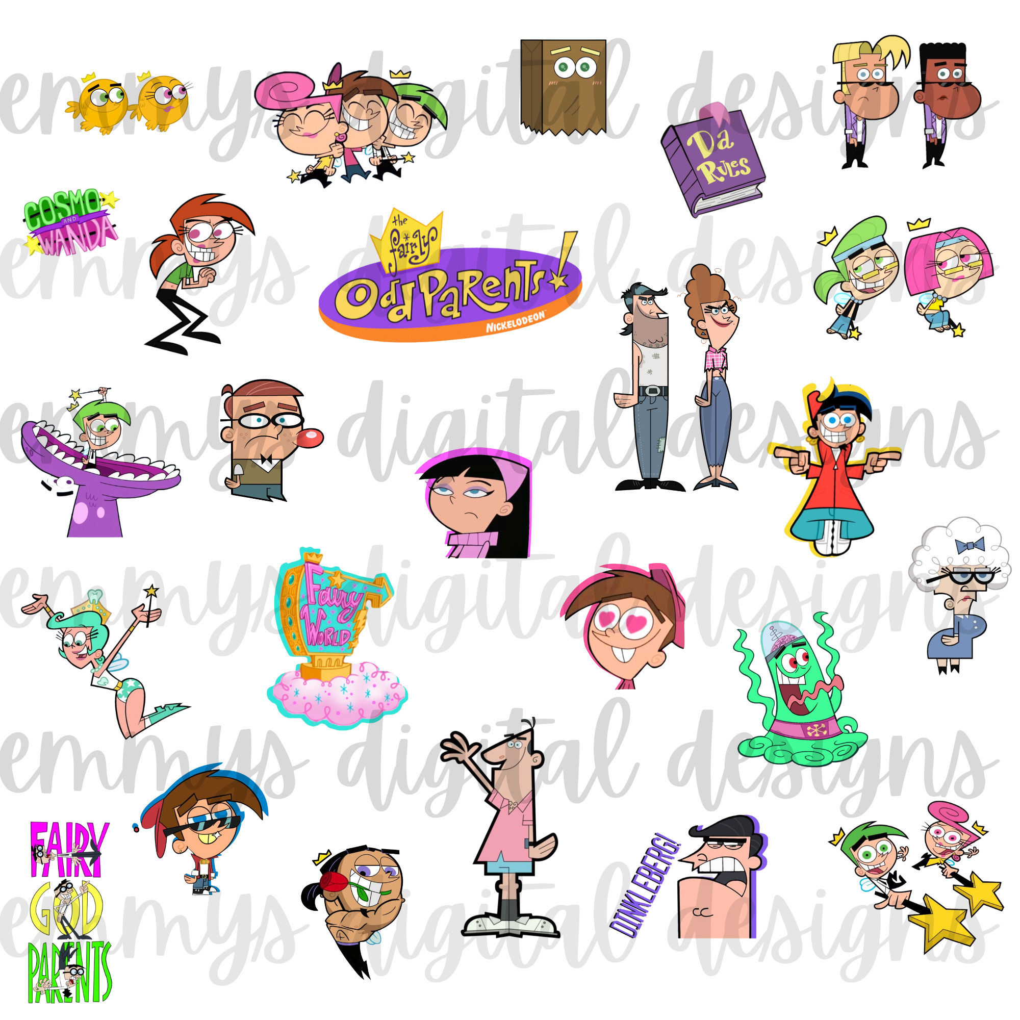 The Fairly Odd Parents Digital Download, Waterslide, Image Bundle, Clip ...
