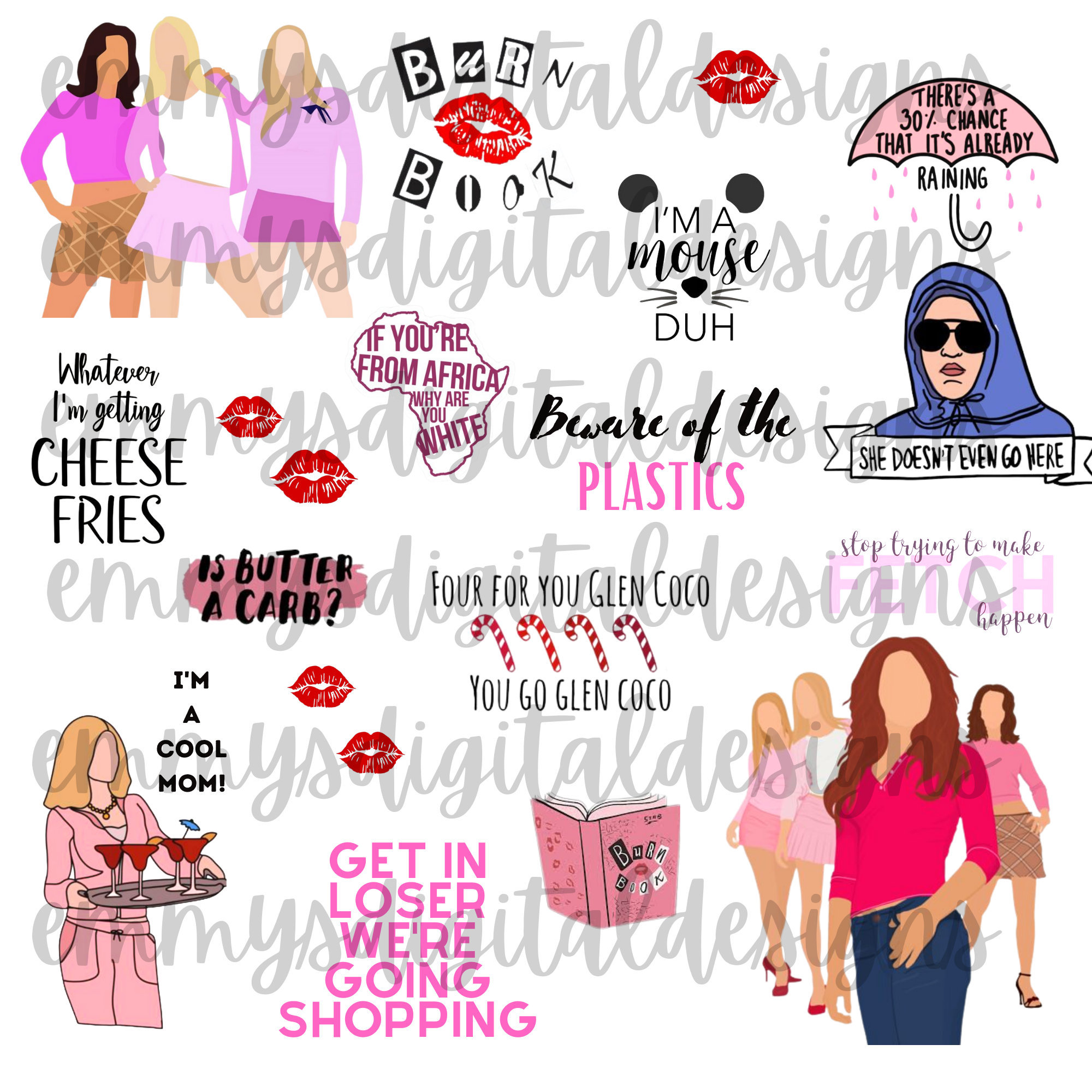 Mean Girls Waterslide Digital Download Clip Art Sticker Etsy