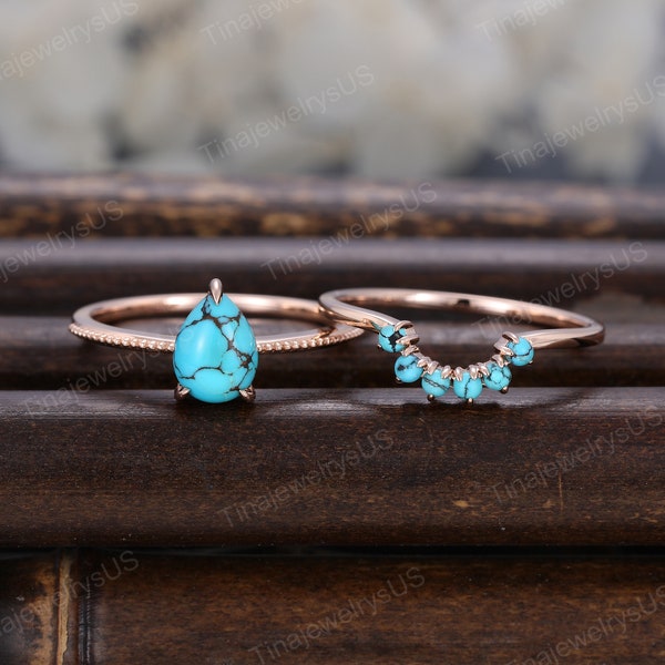 Turquoise Engagement Ring Set - Etsy