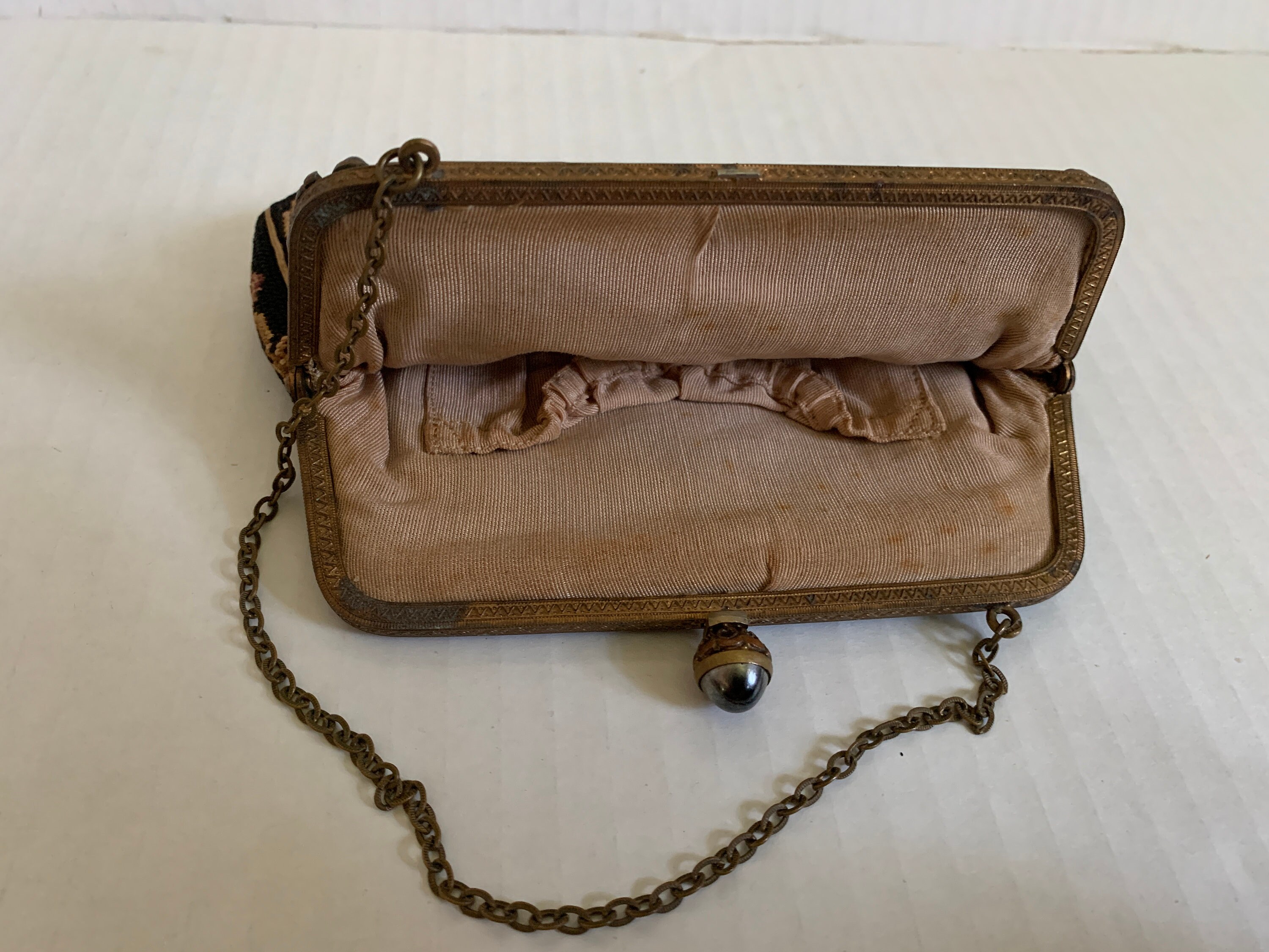 Antique Petit Point With Black Cabochon Stone Austrian Small Purse ...