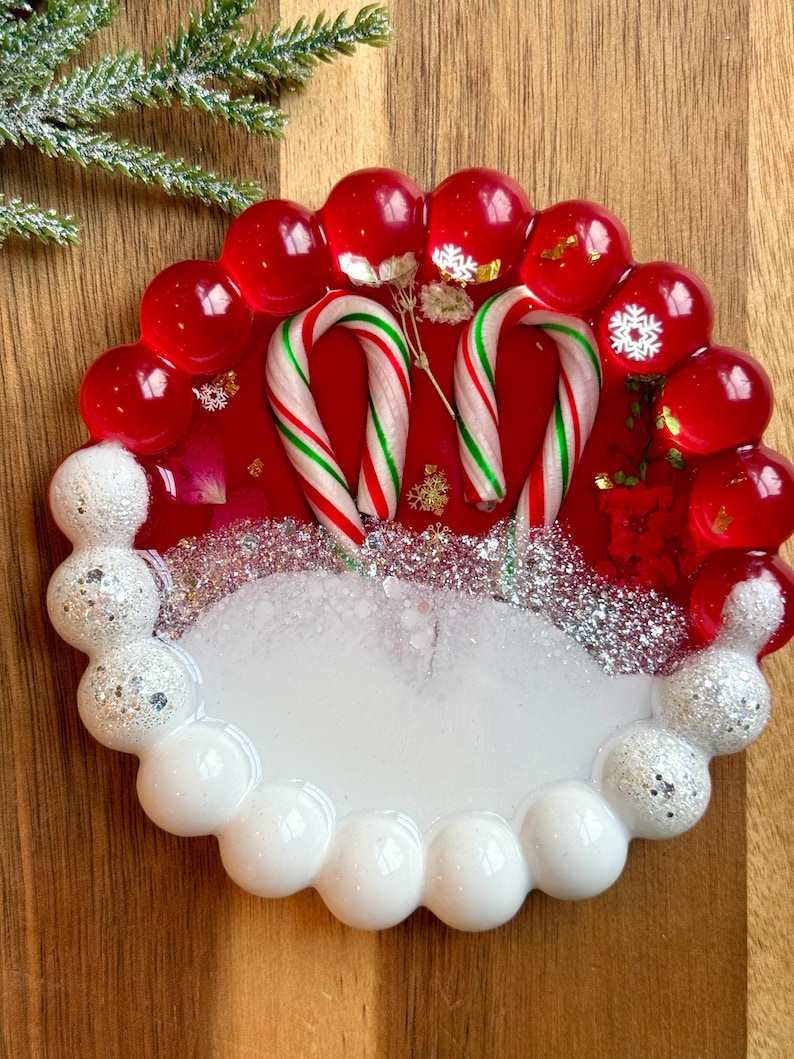Candy Cane Winter Wonderland Bubble Edge Coaster, SINGLE, Drink Coaster ...