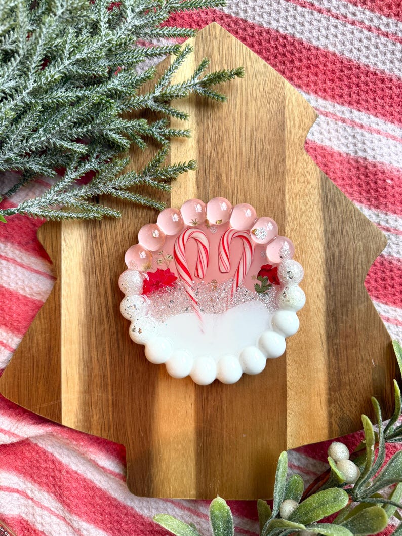 Candy Cane Winter Wonderland Bubble Edge Coaster, SINGLE, Drink Coaster ...