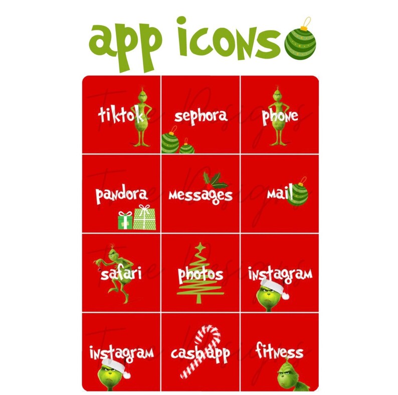 Grinchmas - Ios Icons, Widgets & Wallpapers. - Etsy