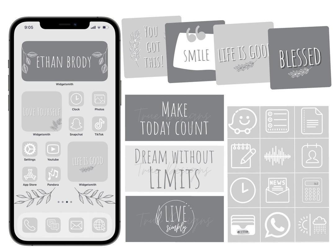 Gray Slate - Ios Icons, Widgets & Wallpapers. - Etsy