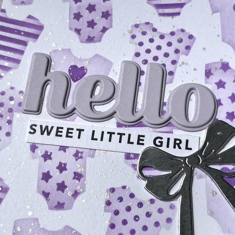 Purple Girl Card, Baby Shower Gift, Newborn Baby Gifts, Keepsake Baby ...