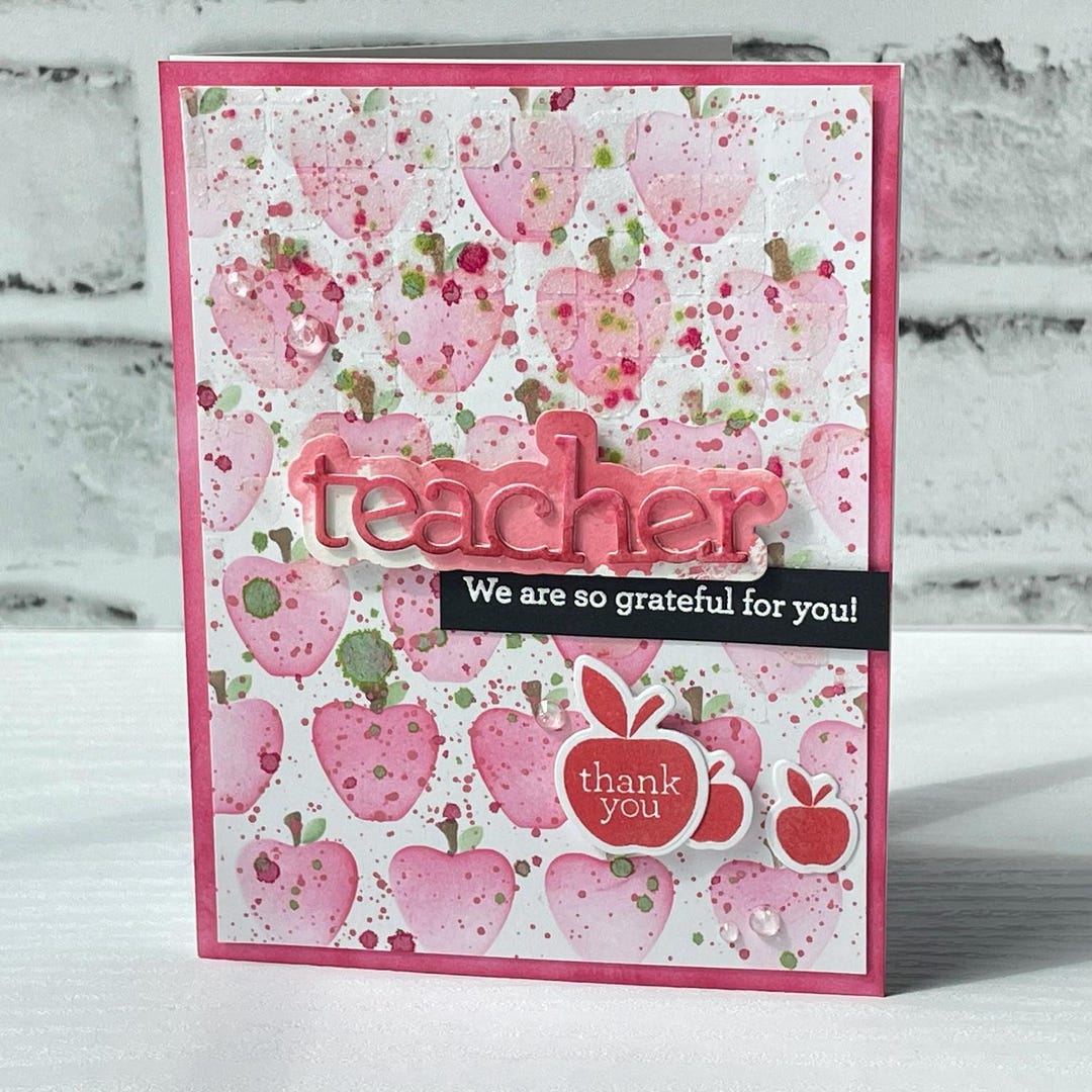 Teacher Appreciation Gift, Thank You Teacher, Red Apple Greeting Cards ...