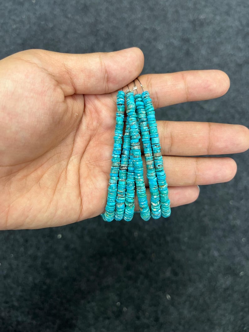 Natural Arizona Turquoise Smooth Disk Shape Beads Strand , Turquoise ...
