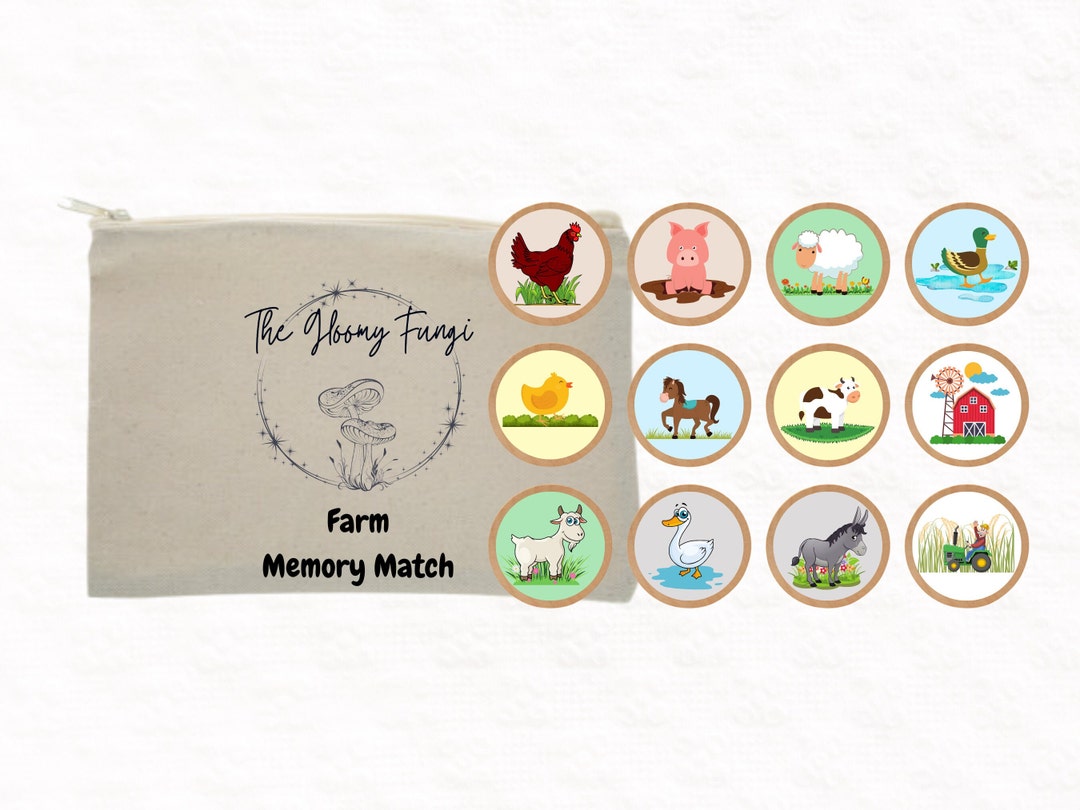 Farm Animal Memory Matching Game, Farm Animals, Wooden Memory Match ...