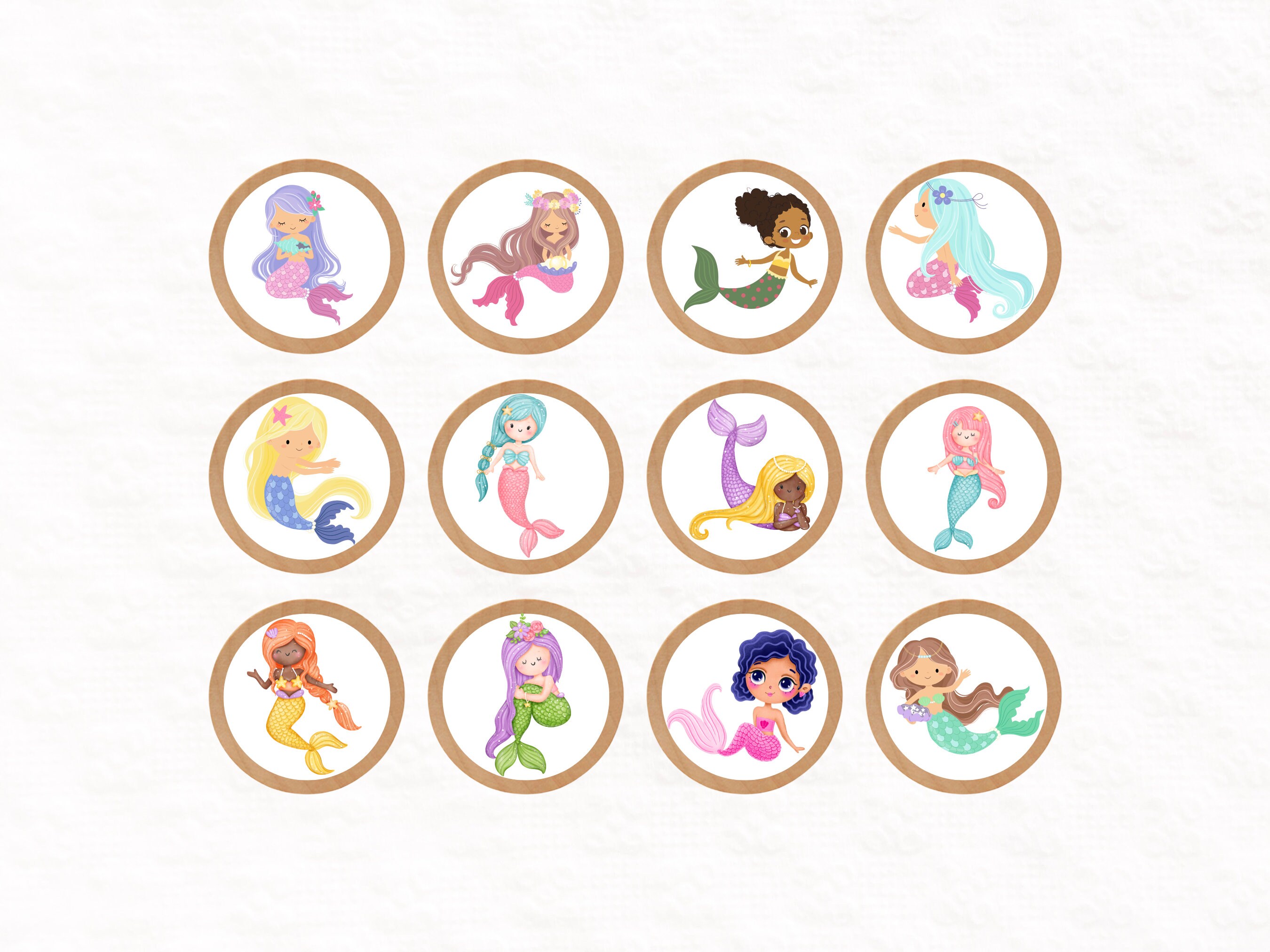 Mermaid Memory Matching Game, Wooden Memory Matching, Mermaid Birthday ...