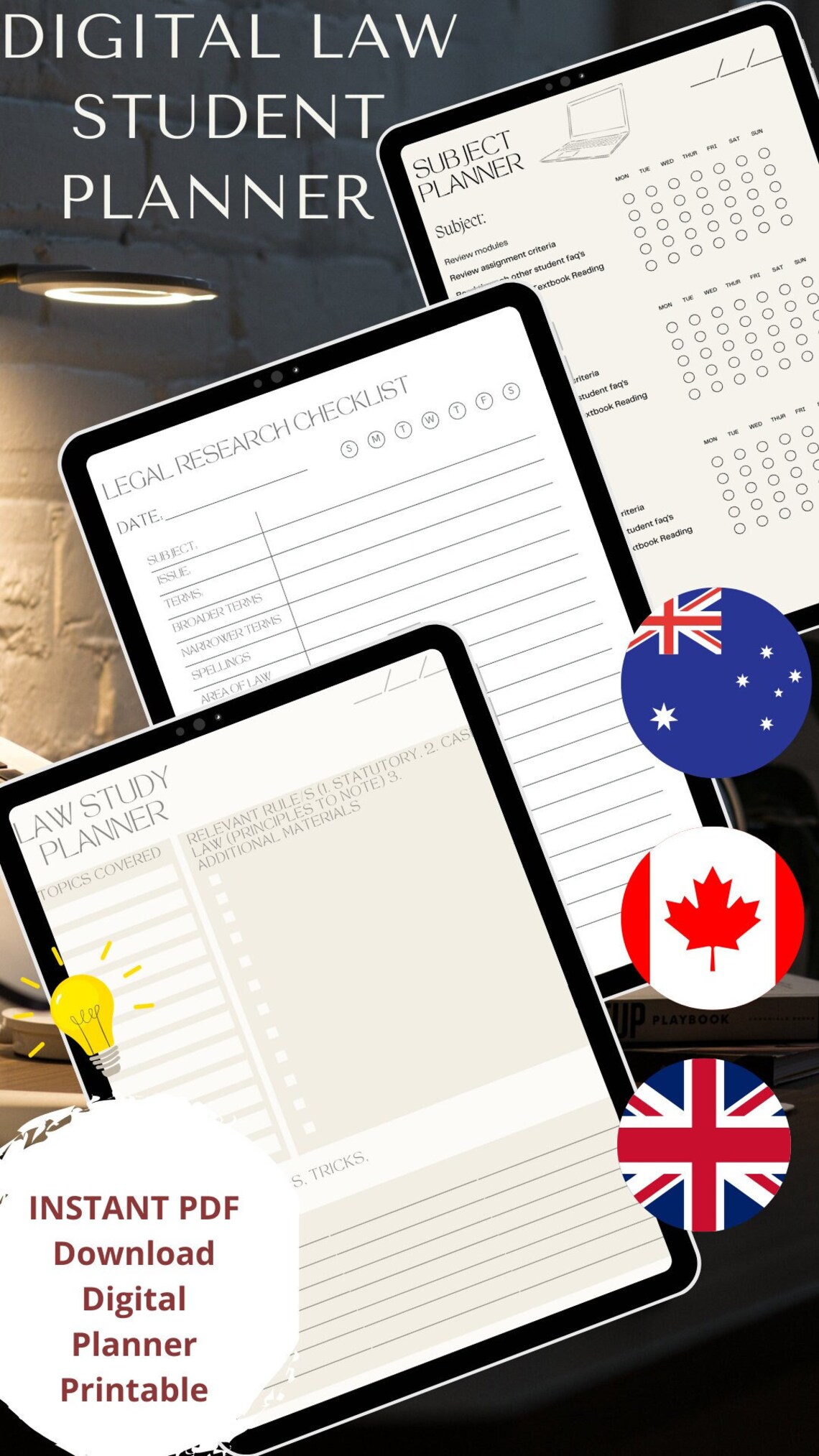 Law Student PLANNER Australian/canadian/uk Law Study JOURNAL Subject ...