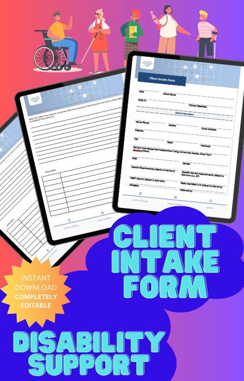 Client Intake Form Disability Industry NDIS, Editable Template for ...