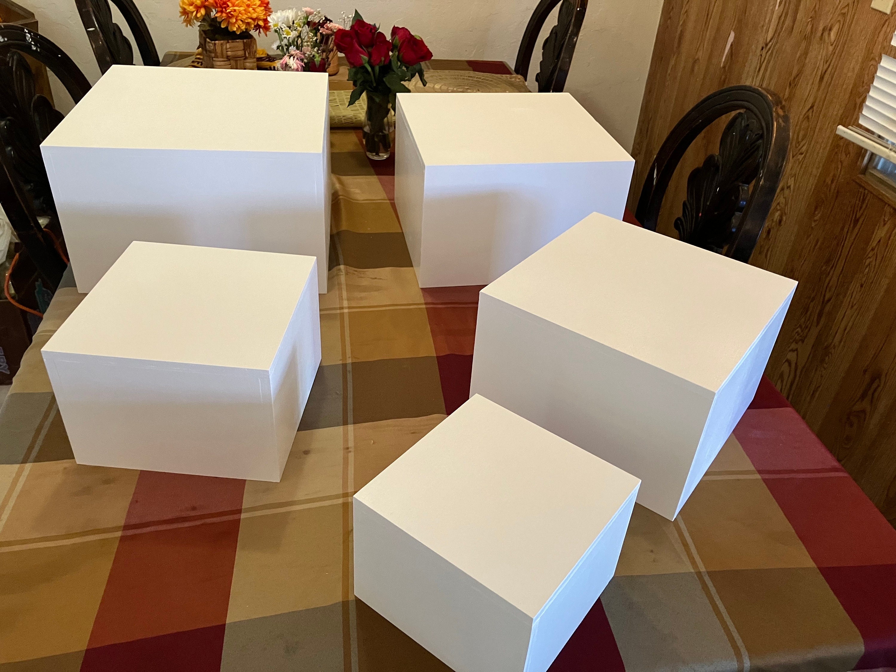 Set of 5 White Wooden Buffet Risers: Handmade Cube Display/ Candy Treat ...