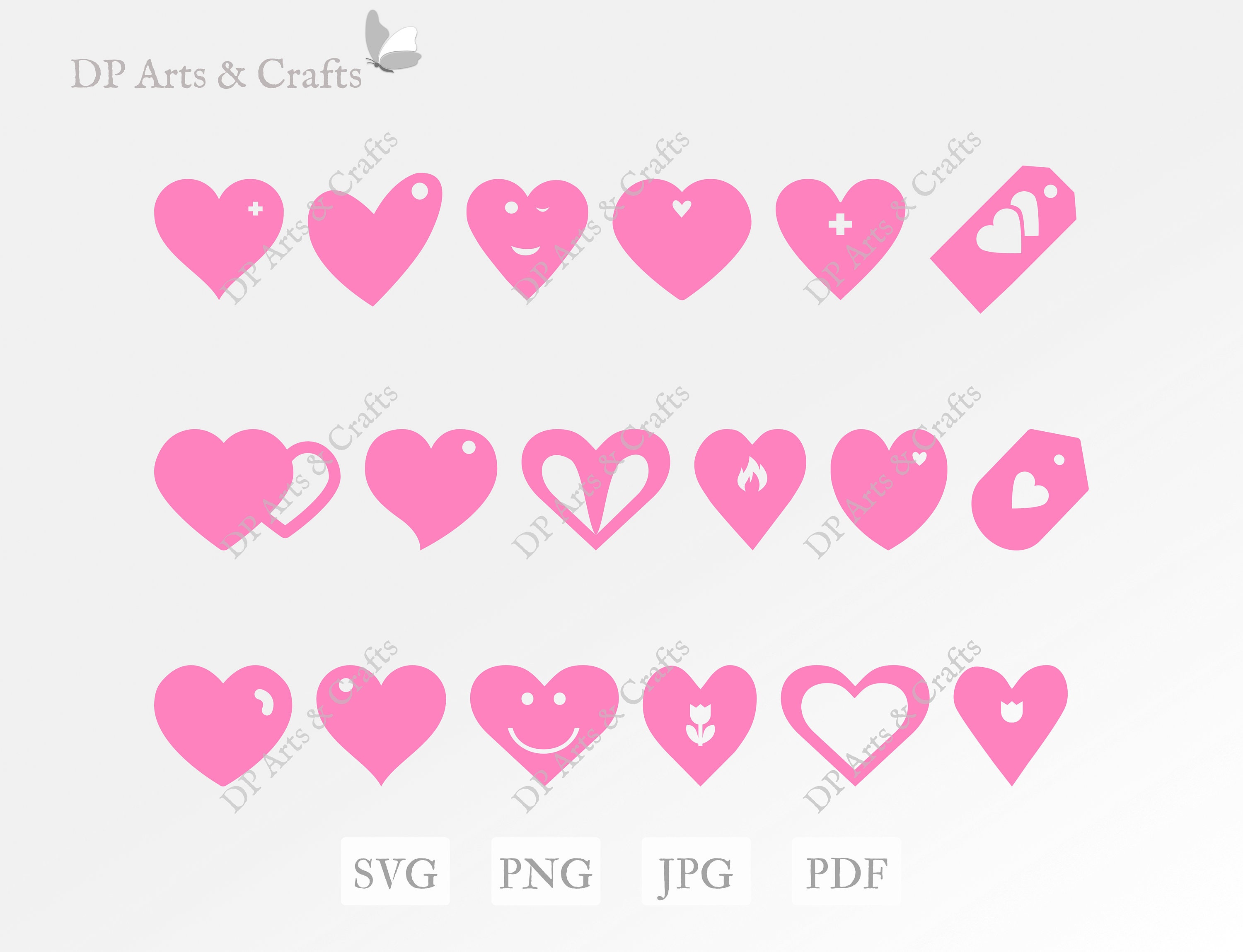 Heart Tag SVG | Tags Bundle of 18 | Tags Template | Gift Heart Tag ...