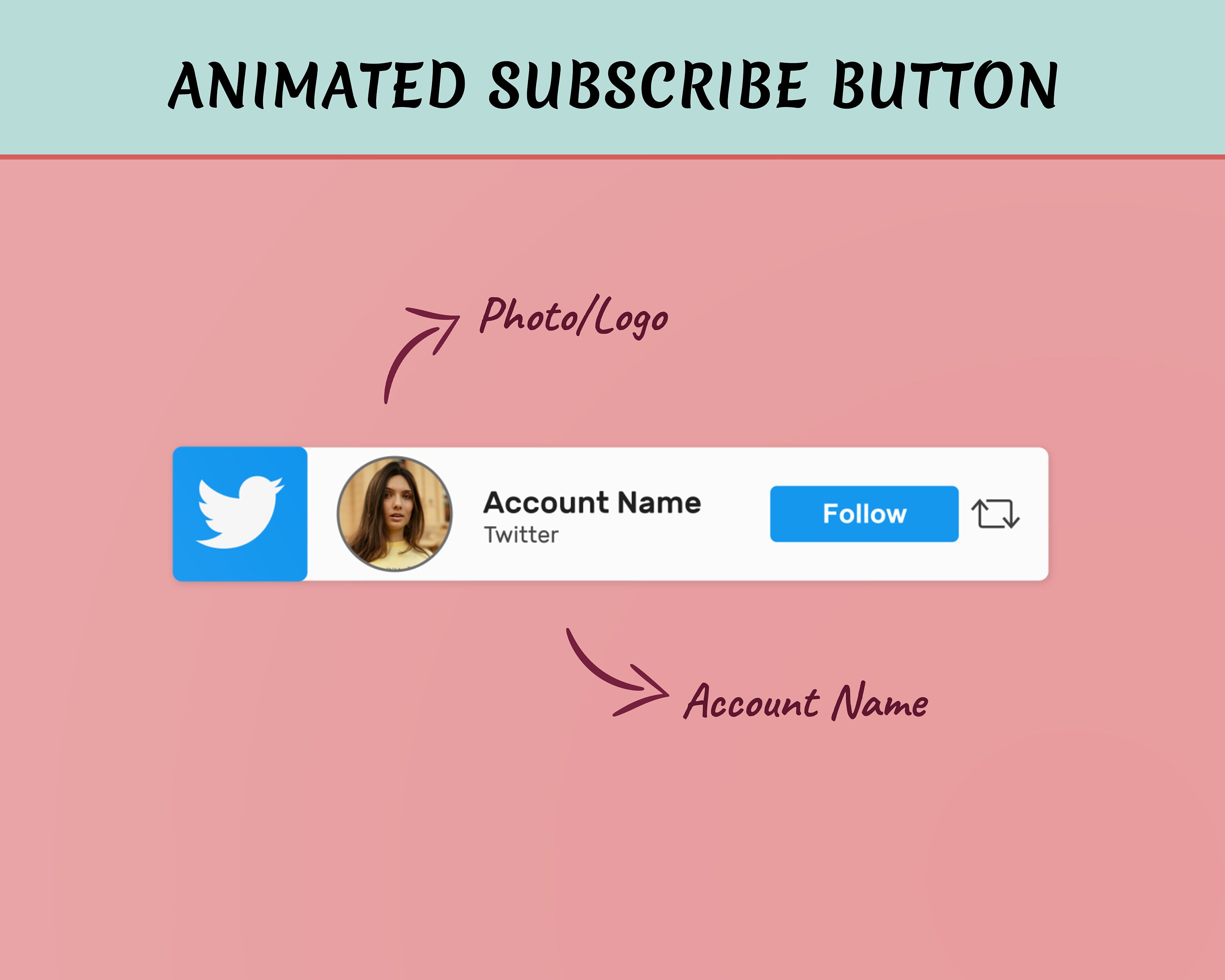 Custom Animated Twitter Follow Retweet Button Transparent and - Etsy
