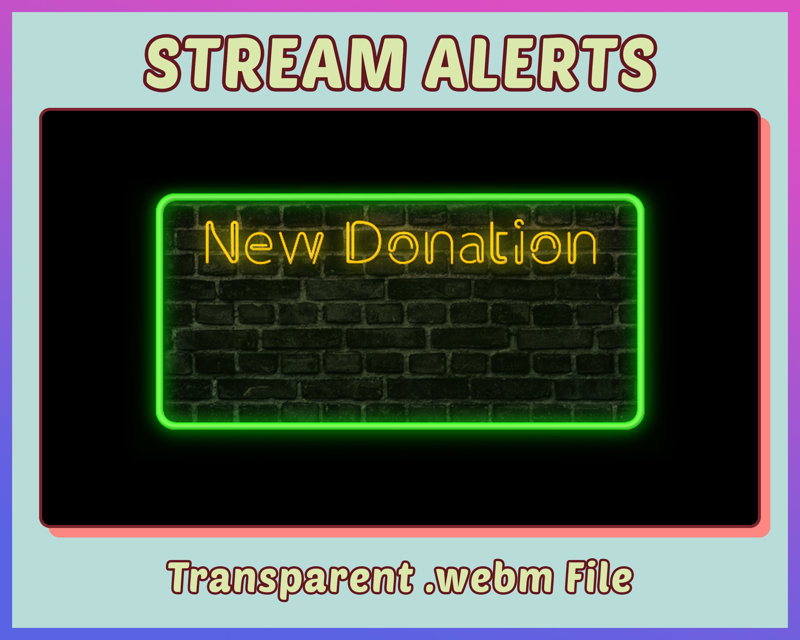 Animated Twitch Alert Stream Alert Box Neon Brick Wall - Etsy