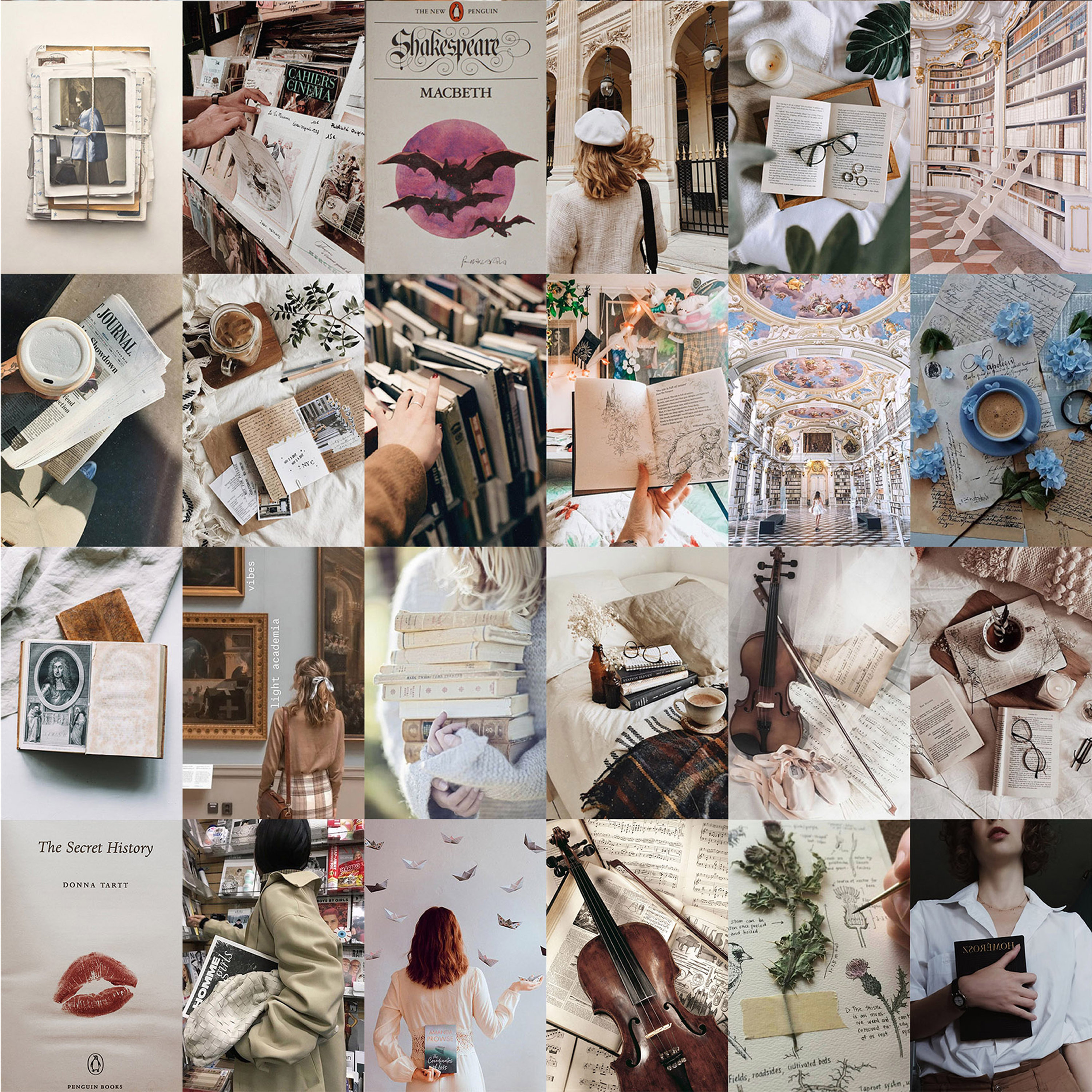 Library Aesthetic Photo Collage Kit | Light Academia Room Decor ...
