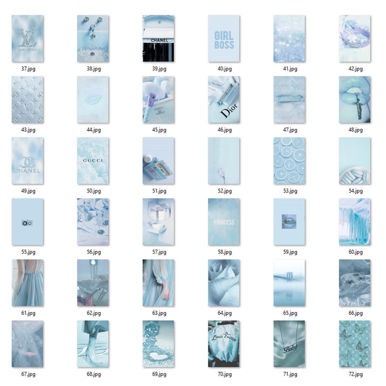 Soft Blue Aesthetic Photo Collage Kit | Y2K Room Decor (digital Item ...