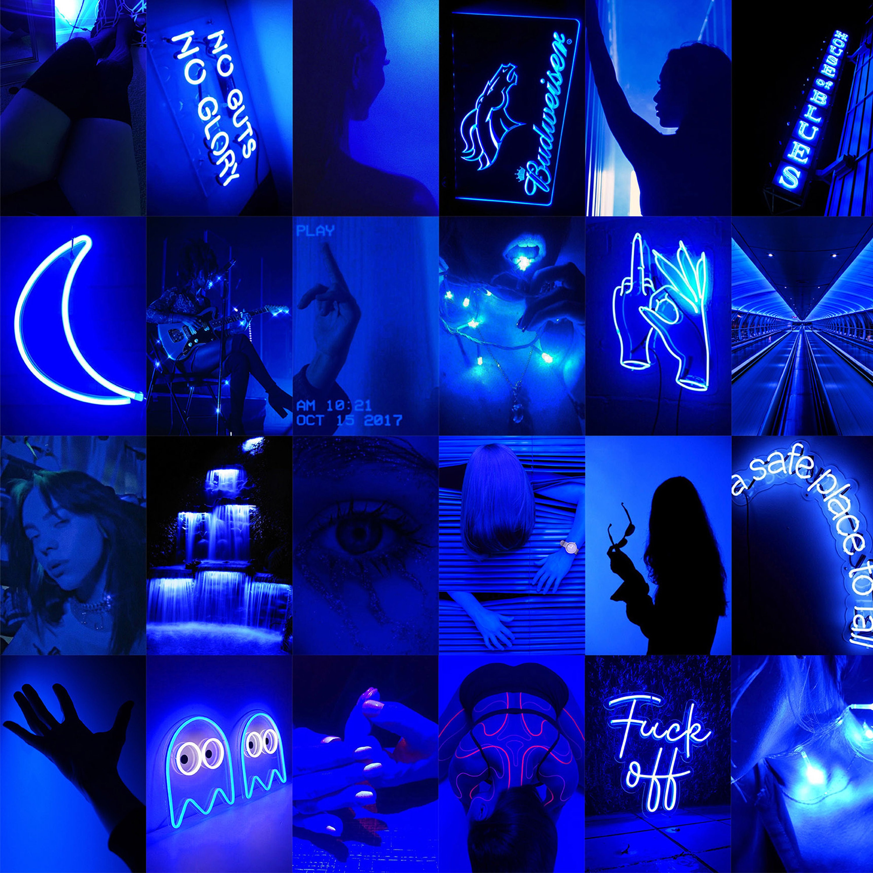 Euphoria Blue Neon Wall Collage Kit | Aesthetic Room Decor (digital ...