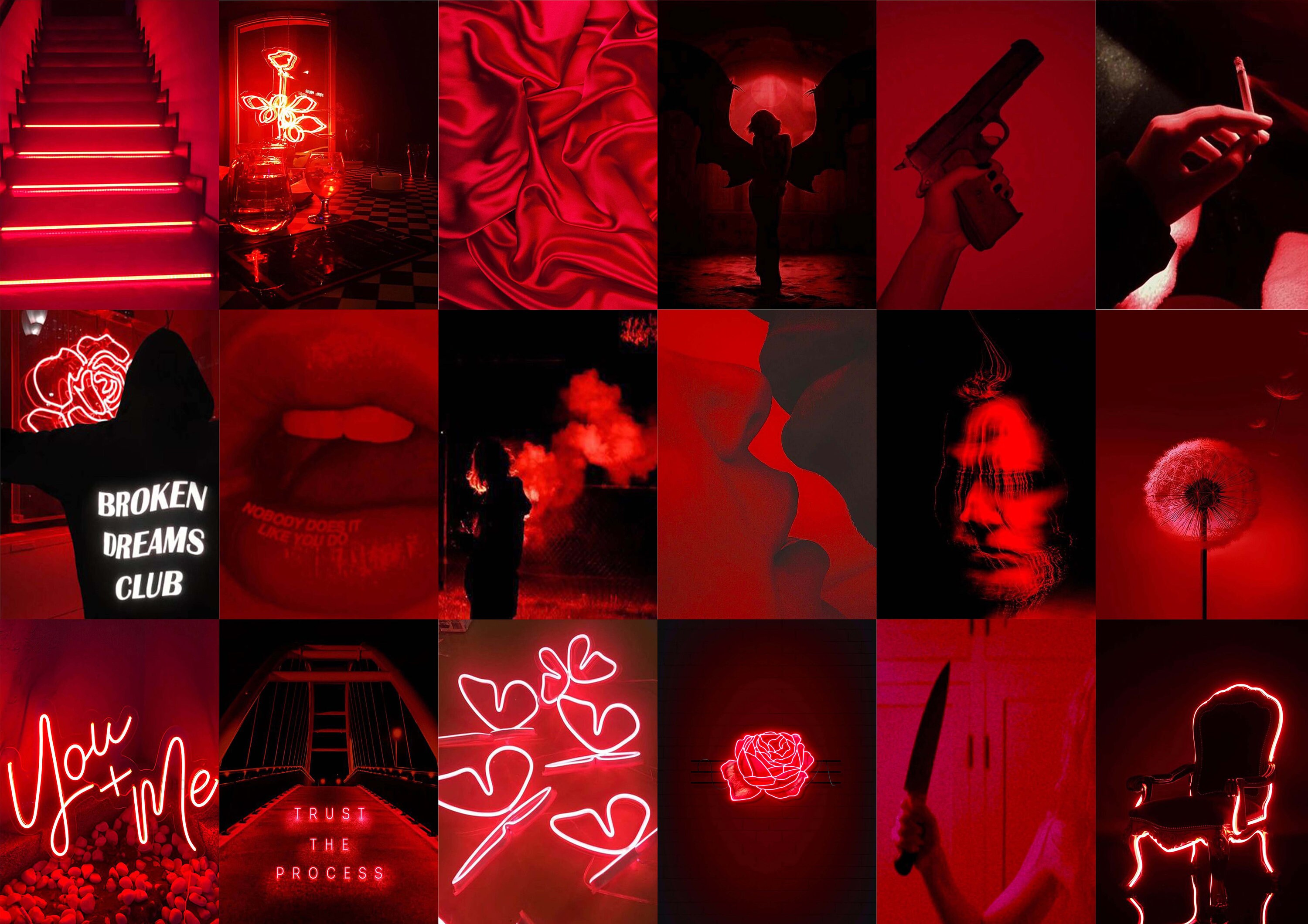 Red Aesthetic Collage Kit | Neon Room Decor (digital Download) - Etsy ...