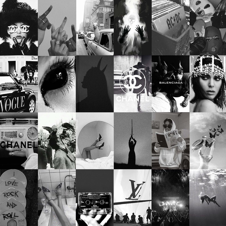 140 PCS Black & White Wall Collage Kit Grey Aesthetic Photo Collage ...