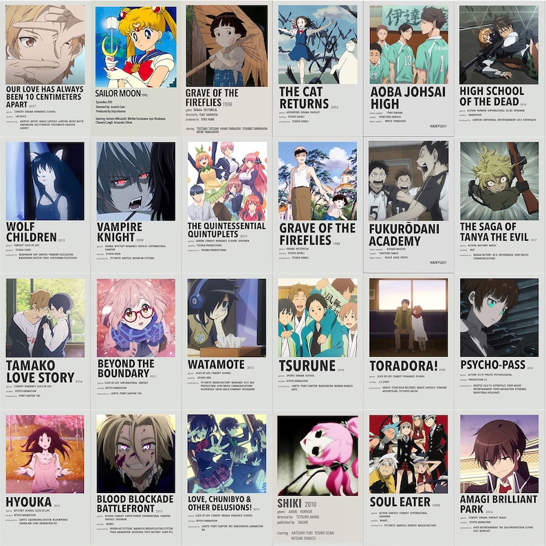Anime Manga Movie Poster Collage Kit | Aesthetic Room Decor (digital ...