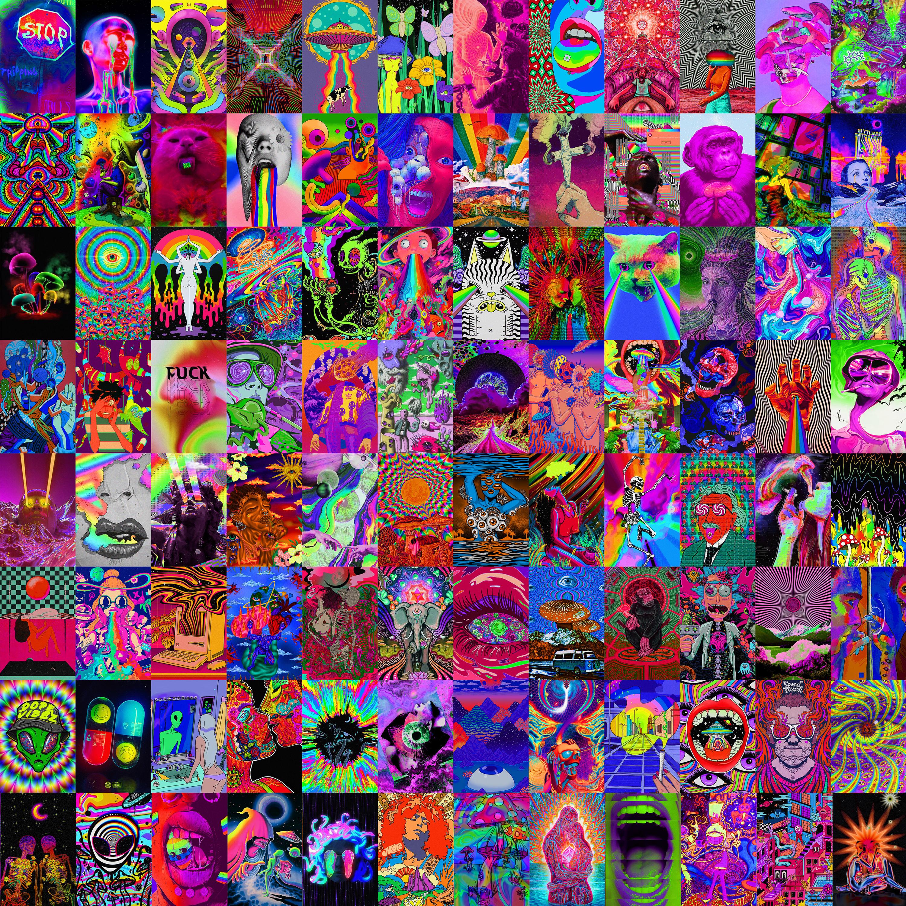 100 PCS Psychedelic Trippy Wall Collage Kit | Aesthetic Teen Trippy ...