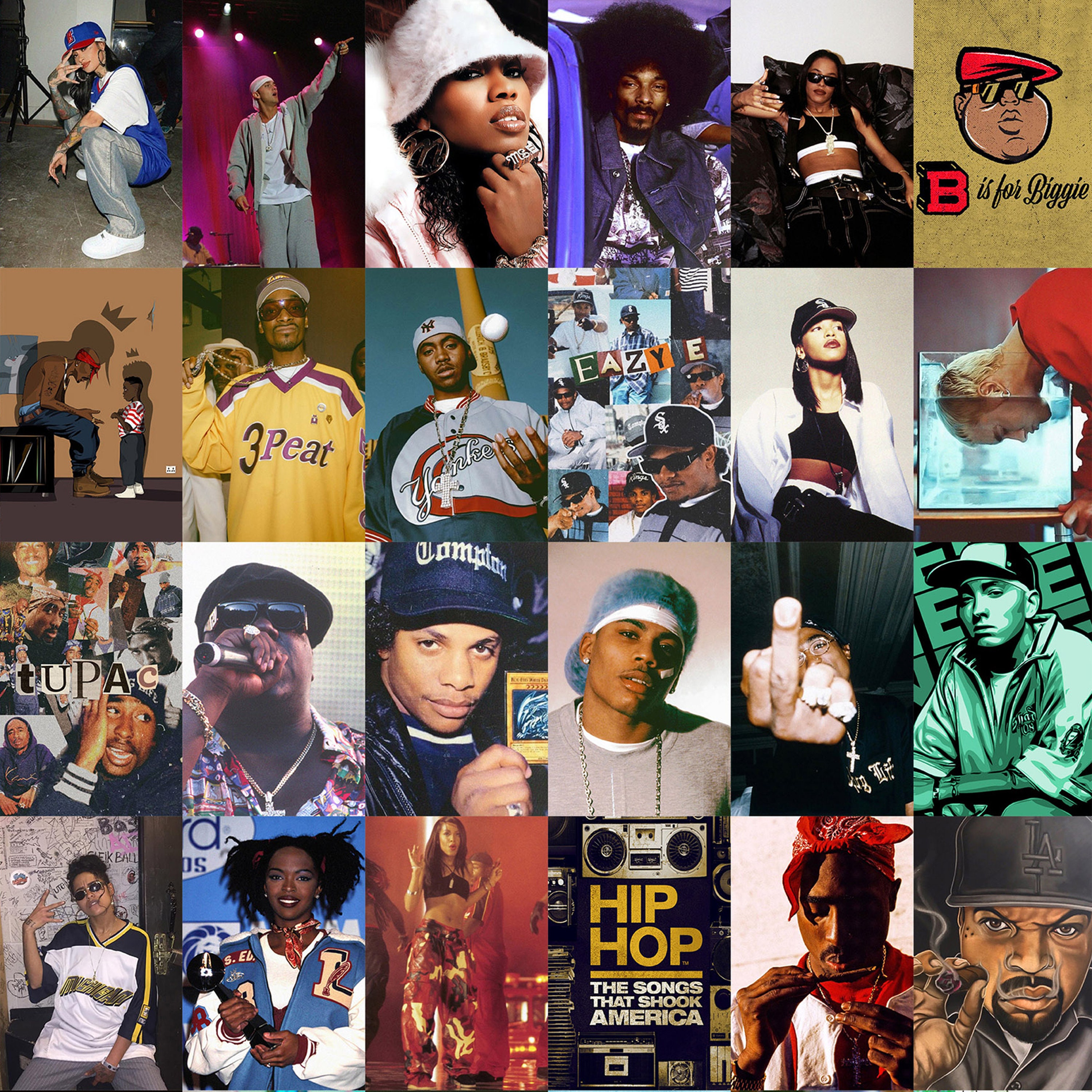 205 PCS Vintage Rap and Hip Hop Posters Retro Rapper Wall Collage Kit ...
