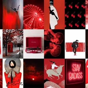 Red Wall Collage Kit | Boujee Red Aesthetic Photo Collage | Neutral Red ...